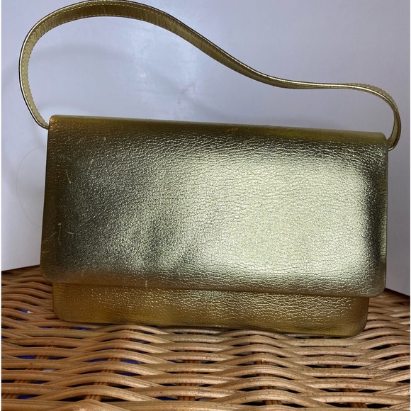 unbranded | Bags | Vintage Gold Leather Purse Clutch Evening Bag With ...